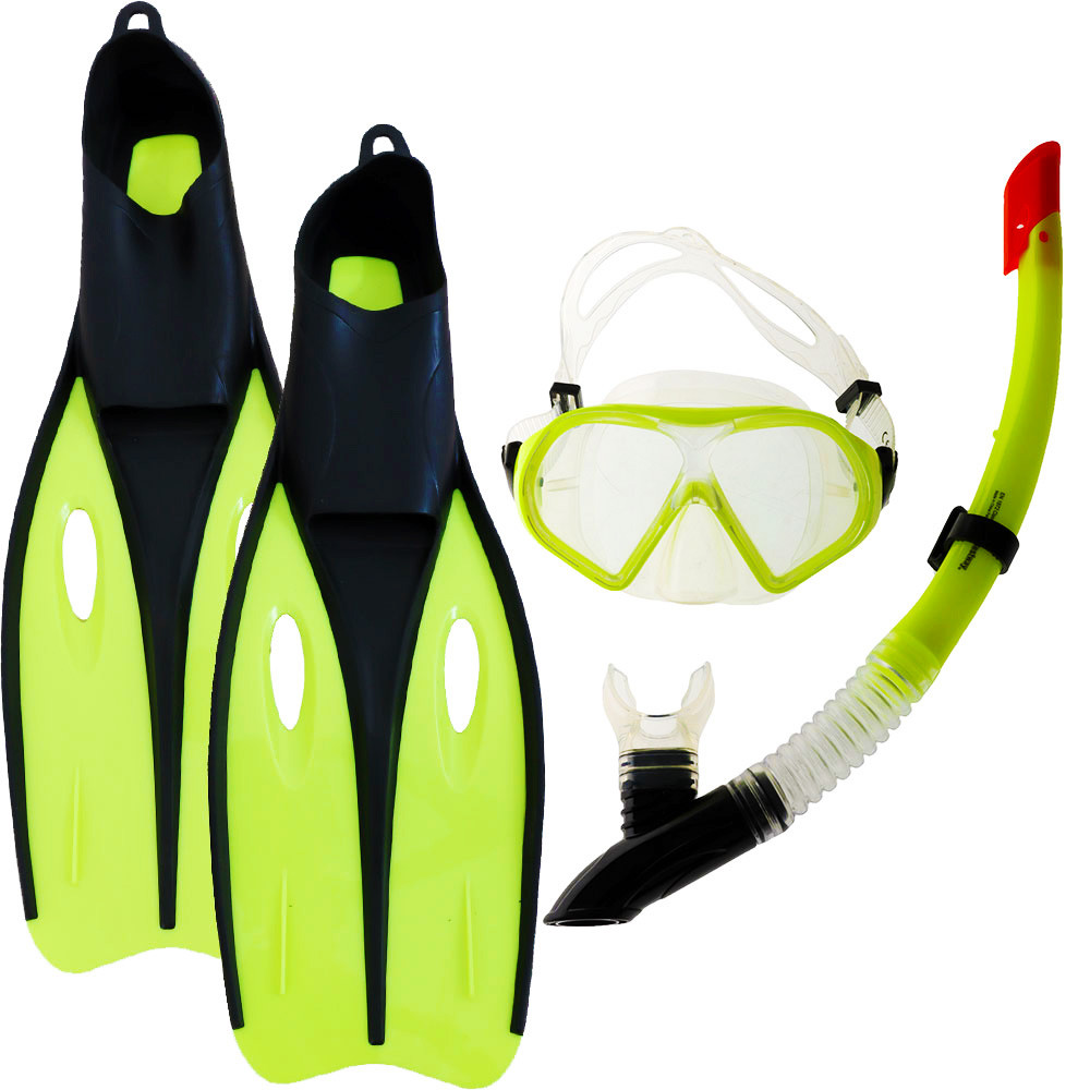 Buy Hydro-Pro Dream Adult Dive Mask Snorkel and Fins Set Yellow Green ...