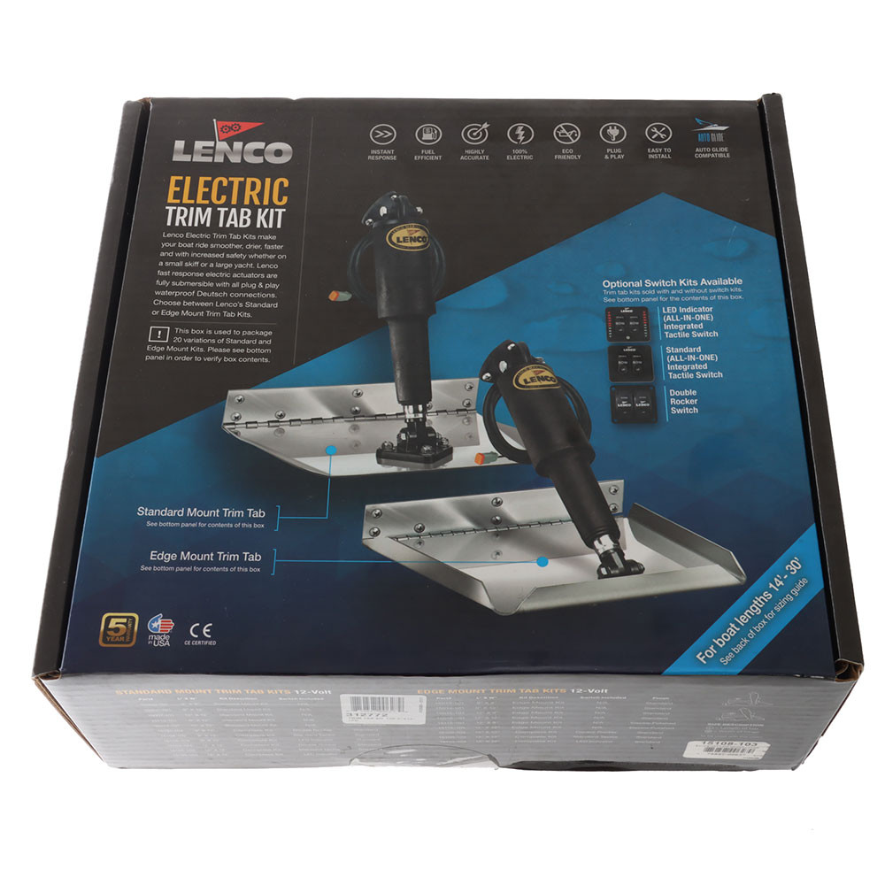 Lenco Standard Mount Trim Tab Kit with LED Switch 9x12in 12V - Trim ...