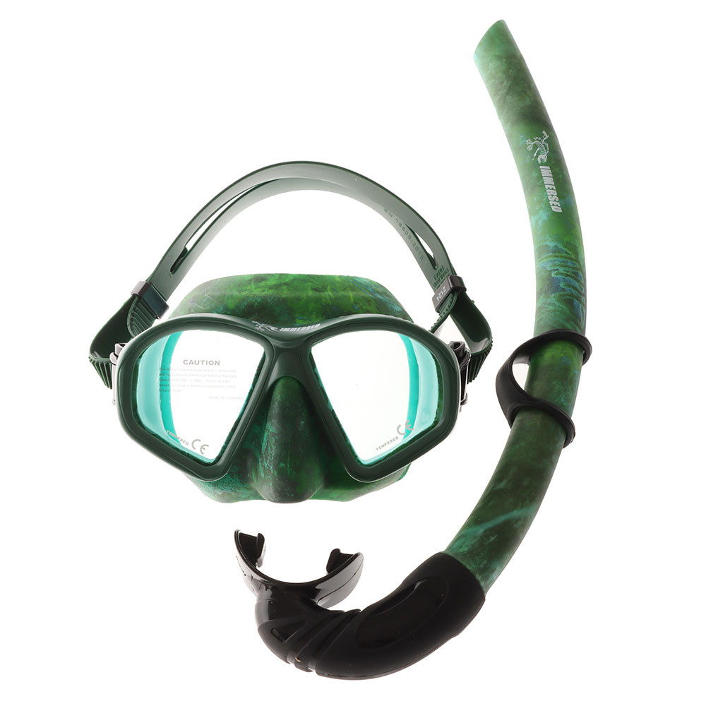 Immersed Ninja Mask and Snorkel Set Green Camo - Snorkeling Sets ...