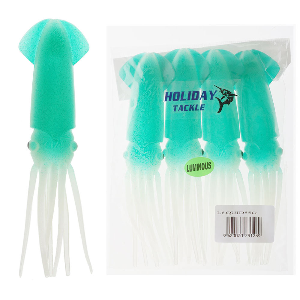 Buy Holiday Lumo Squid Lure Green Qty 4 online at Marine-Deals.com.au