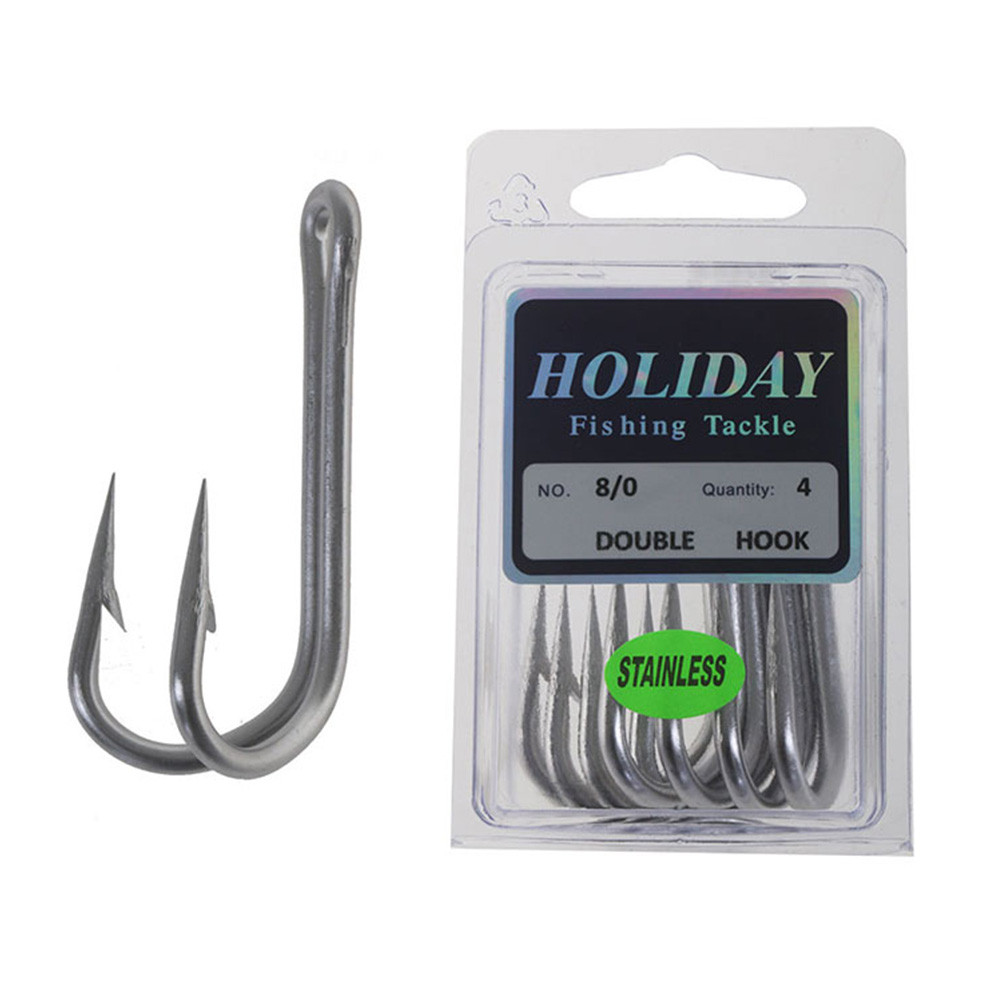 Buy Holiday Stainless Steel Double Hook 8/0 Qty 4 online at Marine ...