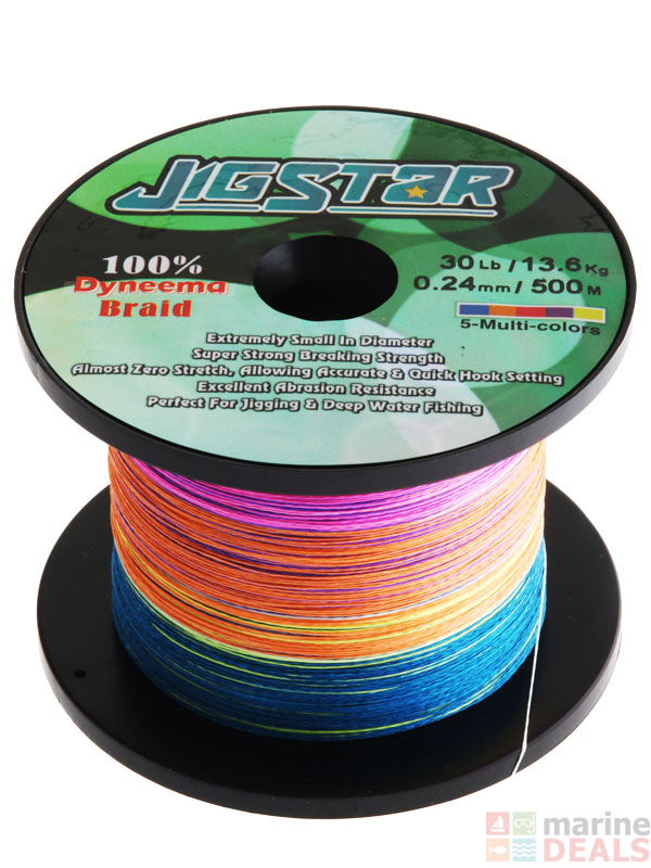 Buy Jig Star Dyneema Multi Coloured Braid 30lb 500m online at Marine ... Buy Jig Star Dyneema Multi Coloured Braid 30lb 500m online at Marine ...